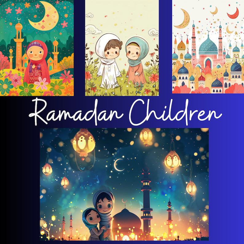 35 Cute Ramadan Children Clipart Files, Ramadan Kareem Clipart, Ramadan ...