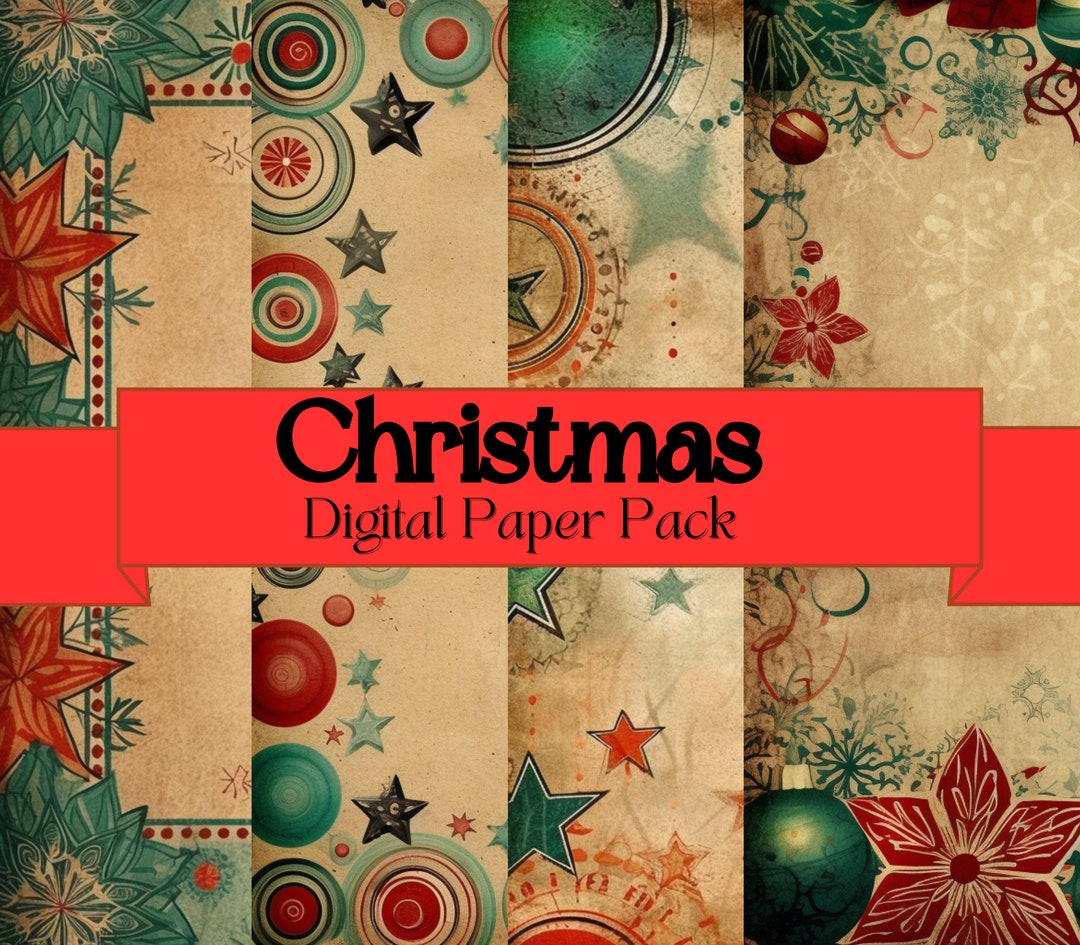 Christmas Vintage Digital Paper, 18 High Quality Digital Files, Vintage ...