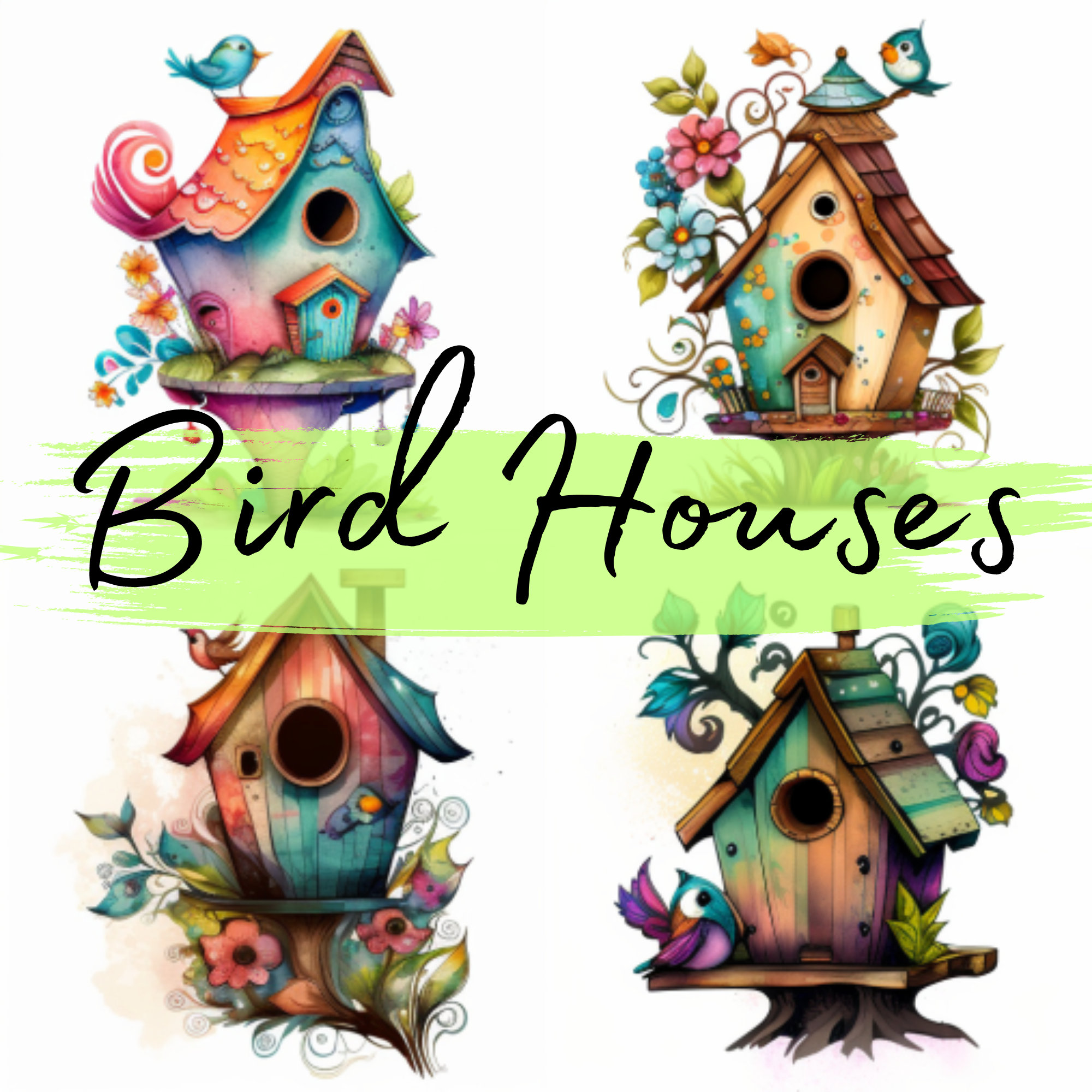 Bird Houses Clipart 22 High Quality PNG Transparent Files - Etsy