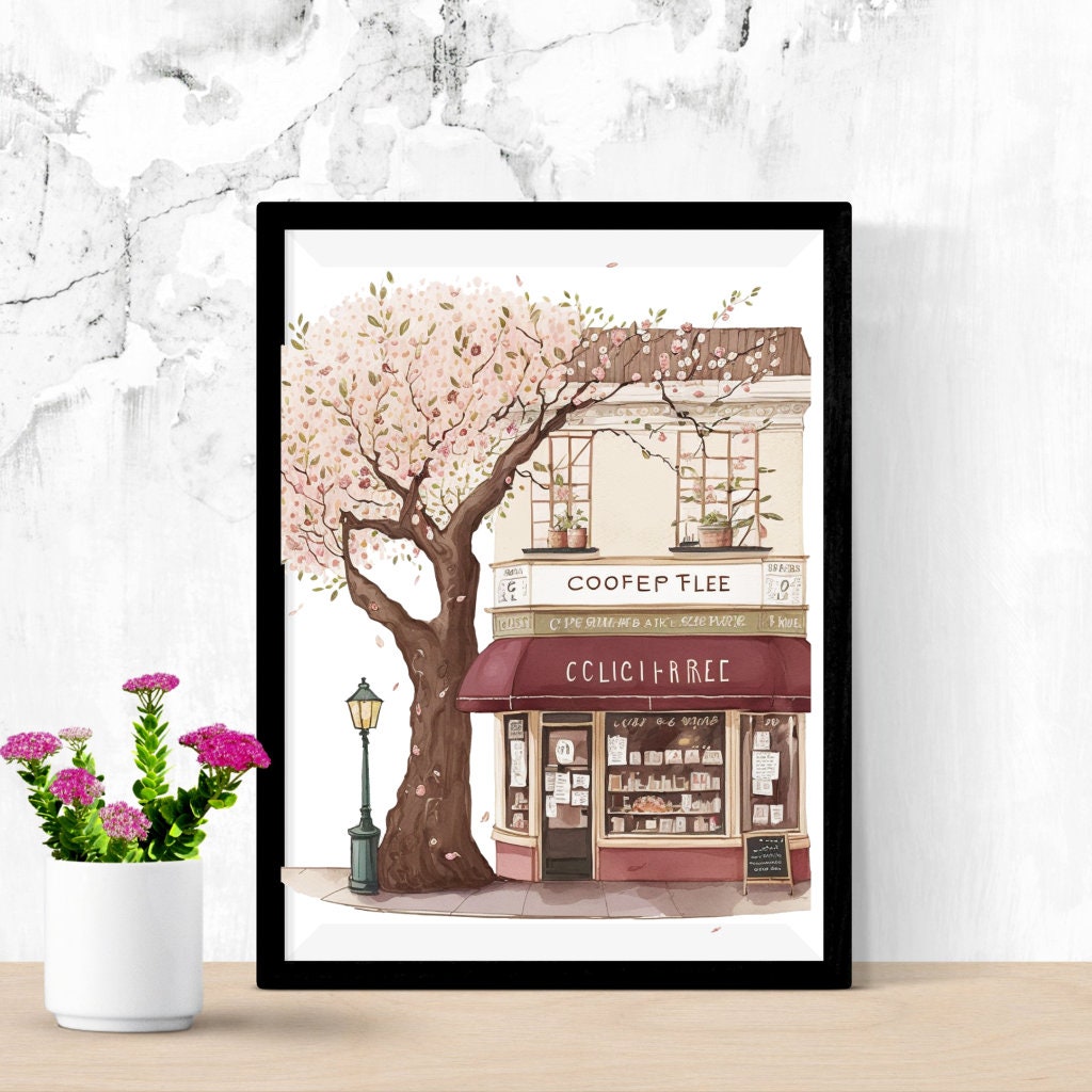 Cute Coffee Shops, Spring Time, Watercolor, Clipart, 20 High Quality ...