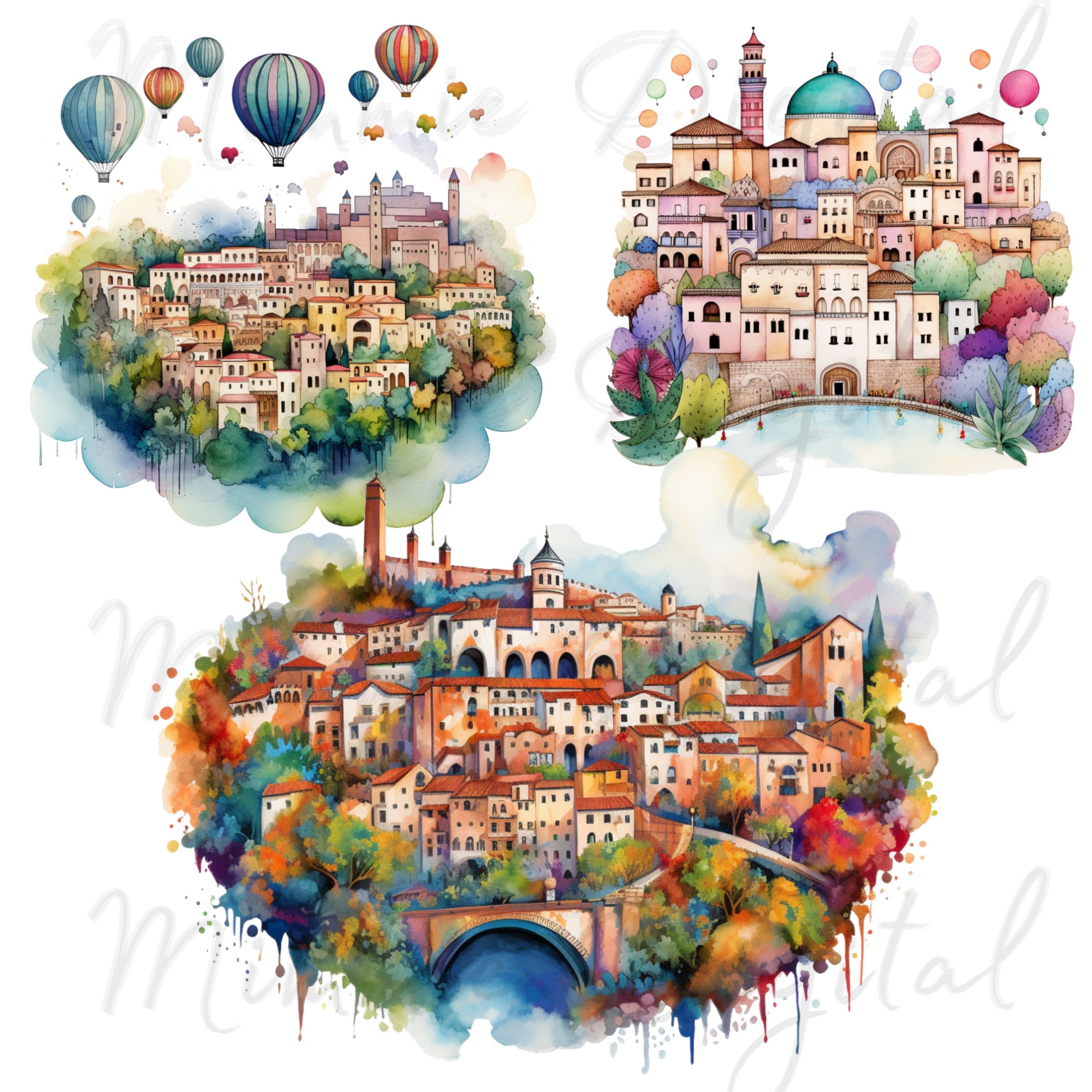 Big Spanish Bundle, Over 120 Watercolor Clipart Files, Barcelona ...