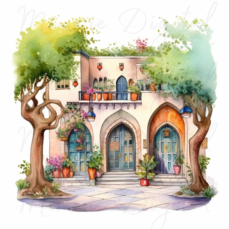 Houses of Iran, Watercolor Clipart, 16 High Quality PNG Transparent ...
