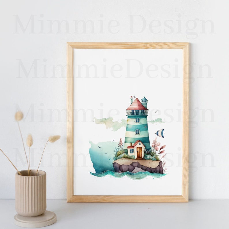 Whimsical Lighthouses, Watercolor, Clipart, 20 High Quality PNG ...