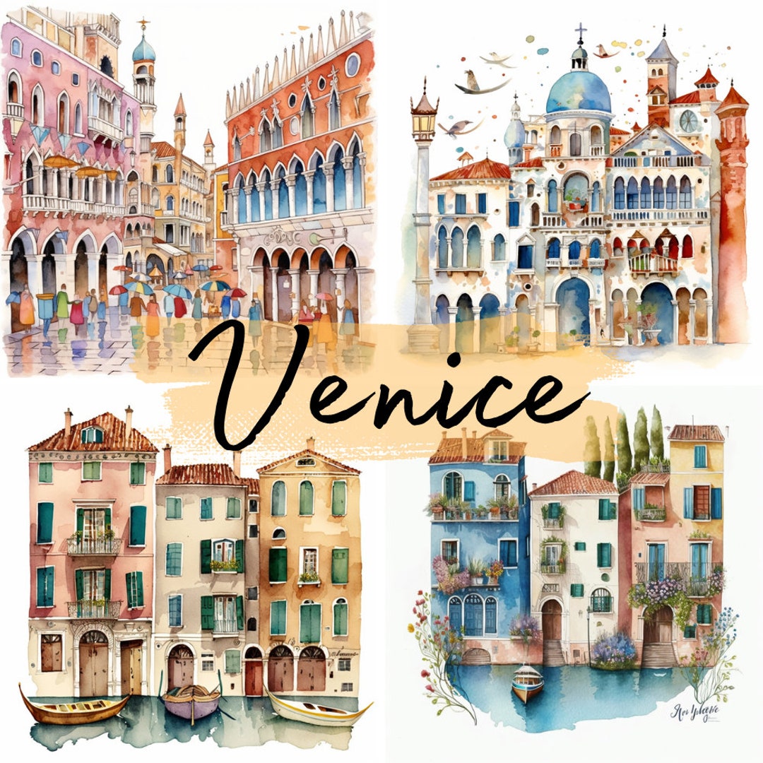 Houses of Venice, Italy, Watercolor, Clipart, 17 High Quality PNG ...