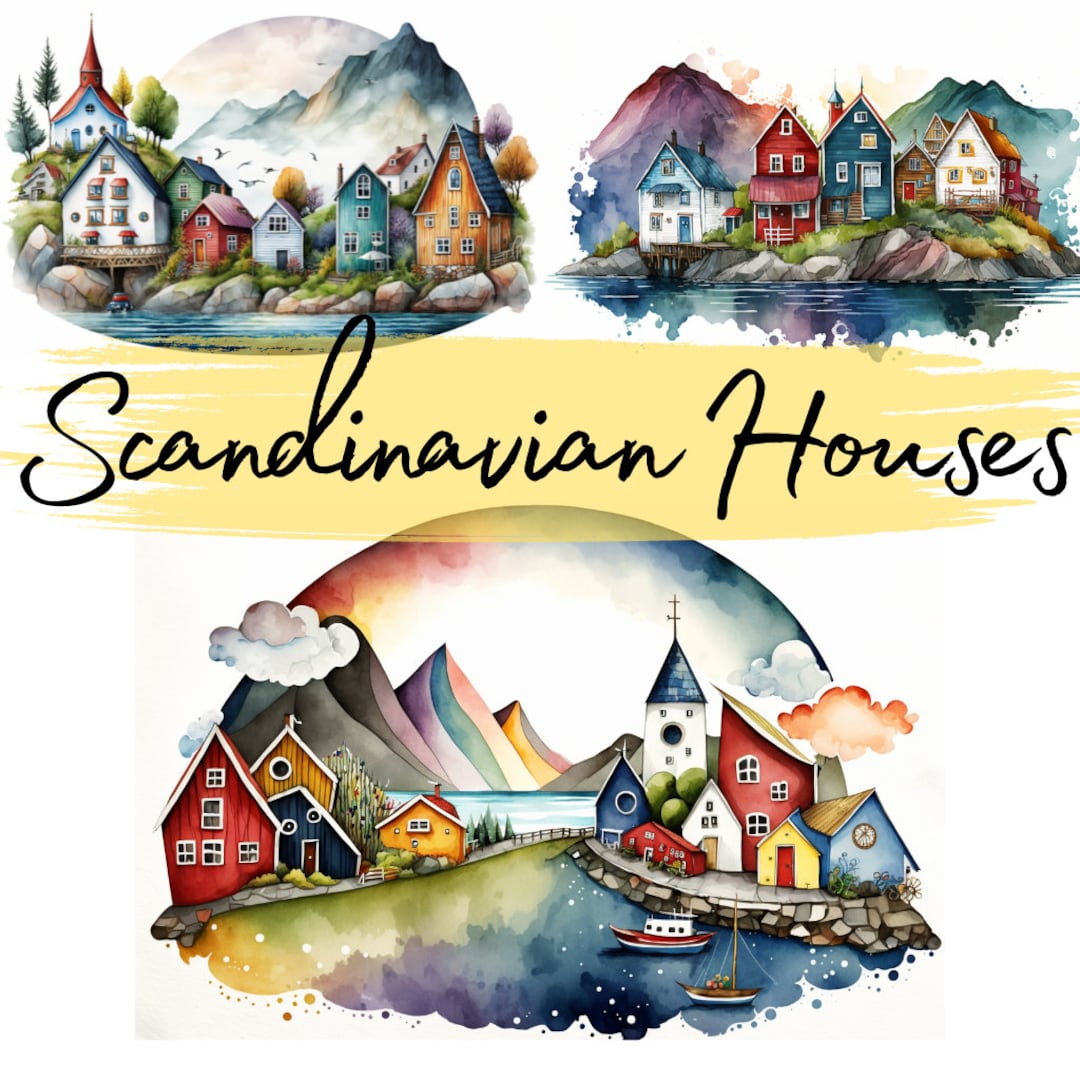 Scandinavian Houses, Clipart, 16 High Quality PNG Transparent Files ...