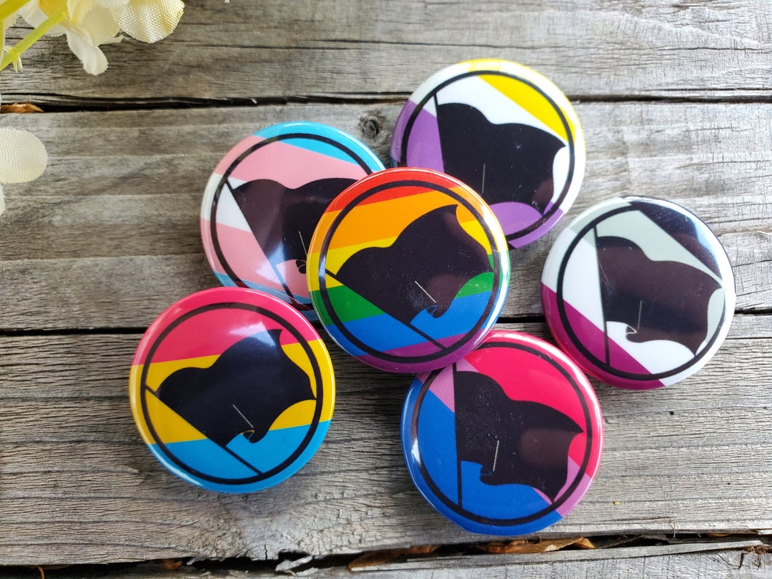 Black Flag With LGBT Pride Flag Buttons 2 Sizes - Etsy