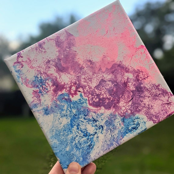 Abstract Bisexual Pride Painting 7x7 Pink Purple Blue | Etsy