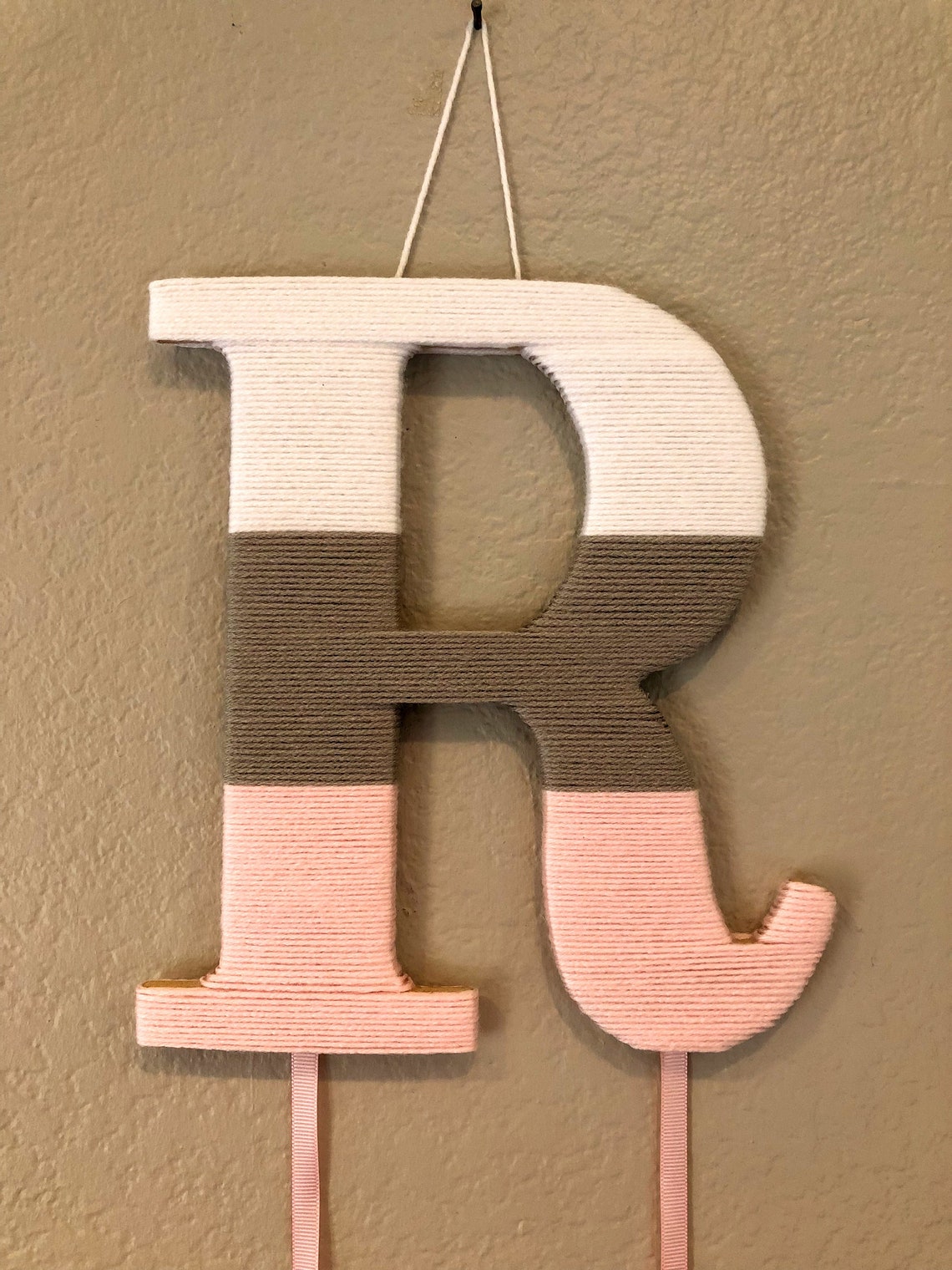 Hair Bow Holder, Headband Holder, Nursery Letter R, Ombre Pink and Gray ...