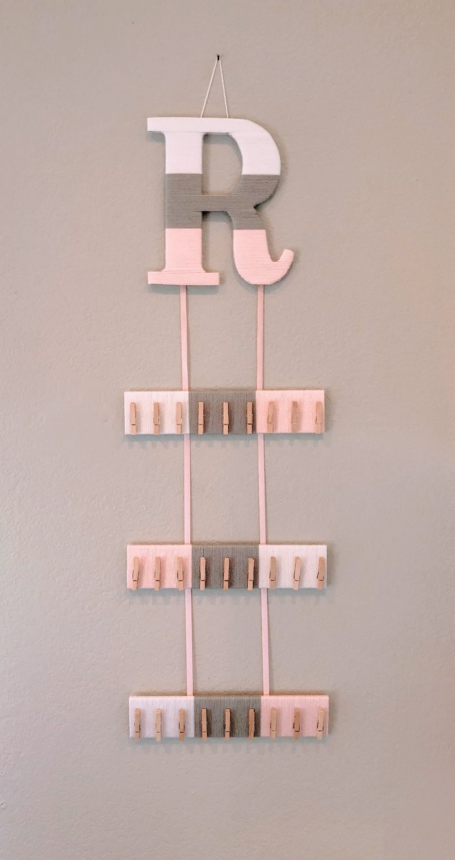 Hair Bow Holder, Headband Holder, Nursery Letter R, Ombre Pink and Gray ...