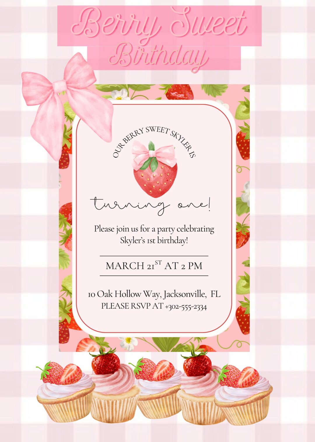 Berry Sweet Birthday Invitation Template (digital Download) - Etsy