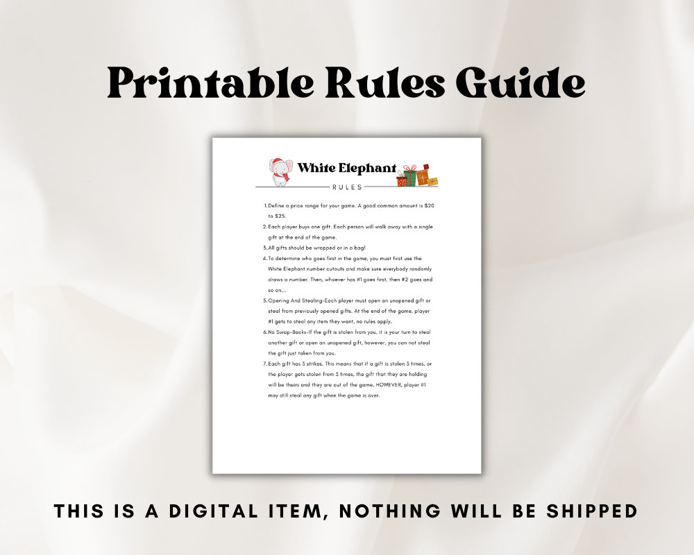 White Elephant Numbers, White Elephant Gifts Funny, White Elephant ...