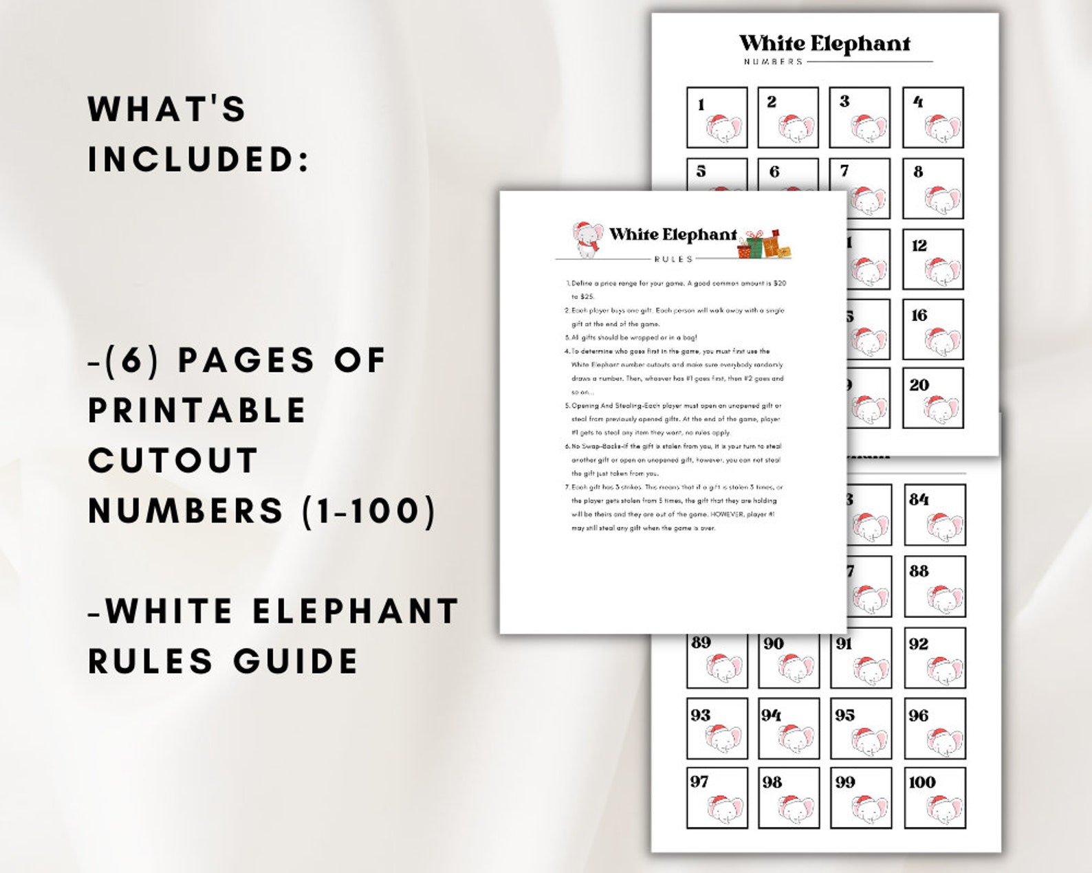 White Elephant Numbers, White Elephant Gifts Funny, White Elephant ...