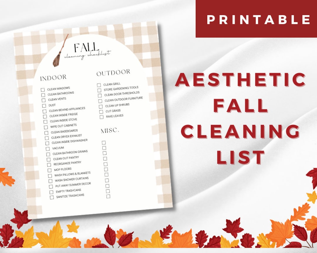 Printable Home Cleaning Planner, Fall Cleaning Checklist, Autumn ...