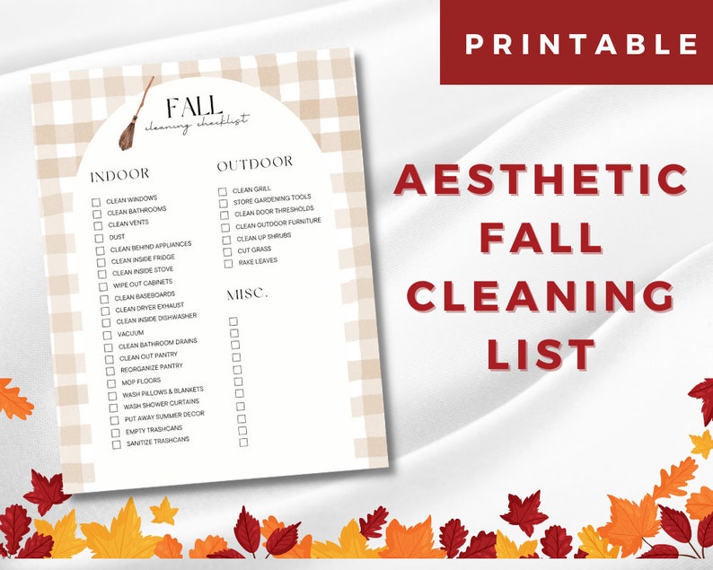 Printable Home Cleaning Planner, Fall Cleaning Checklist, Autumn ...
