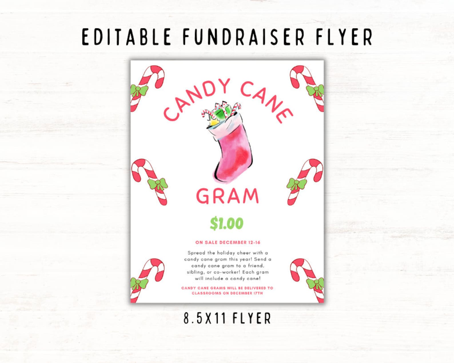 Candy Cane Gram, Christmas Fundraiser, School Fundraiser, Christmas ...