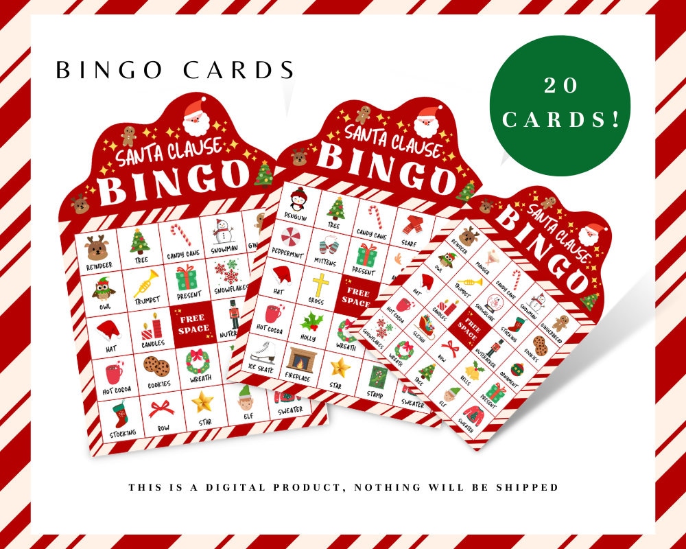 Christmas Bingo Cards, Christmas Bingo, Christmas Party Game, Fun ...