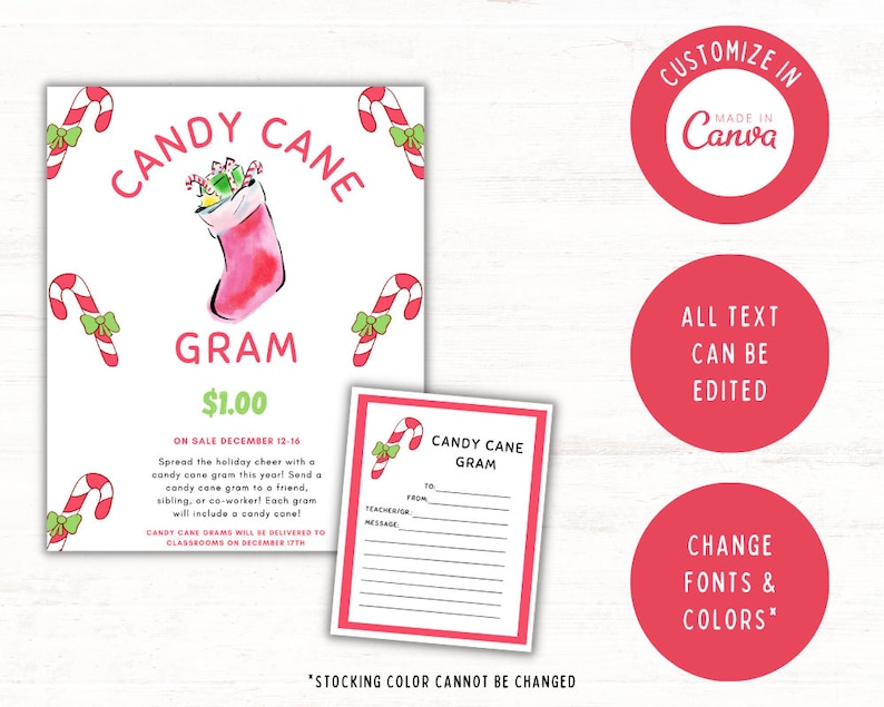 Candy Cane Gram, Christmas Fundraiser, School Fundraiser, Christmas ...