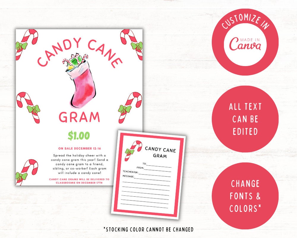 Candy Cane Gram, Christmas Fundraiser, School Fundraiser, Christmas ...