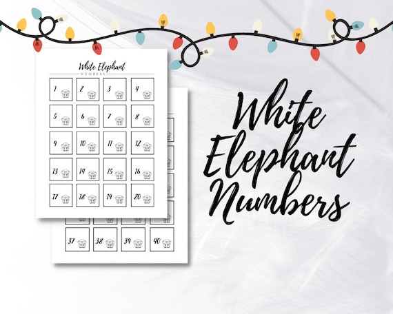 White Elephant Numbers White Elephant Gifts Funny White - Etsy Australia