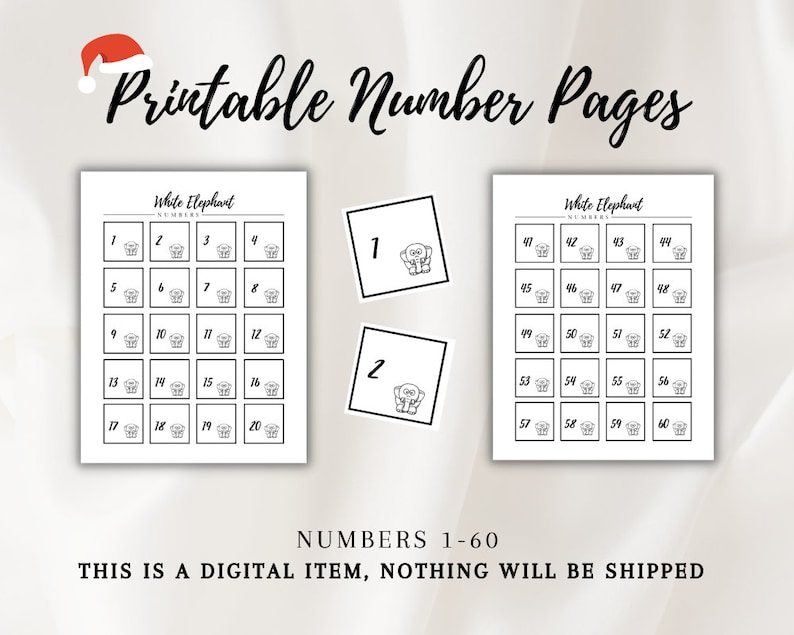 White Elephant Numbers, White Elephant Gifts Funny, White Elephant ...