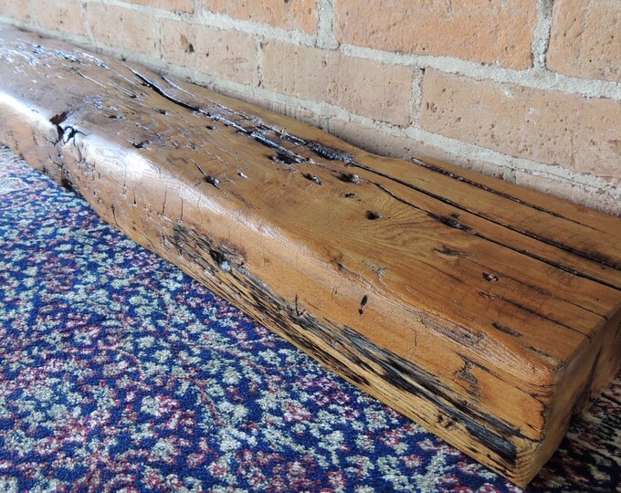 Reclaimed Barn Beam Shelf 61 X 8 X 4 Fireplace Mantel Rustic Mantle ...