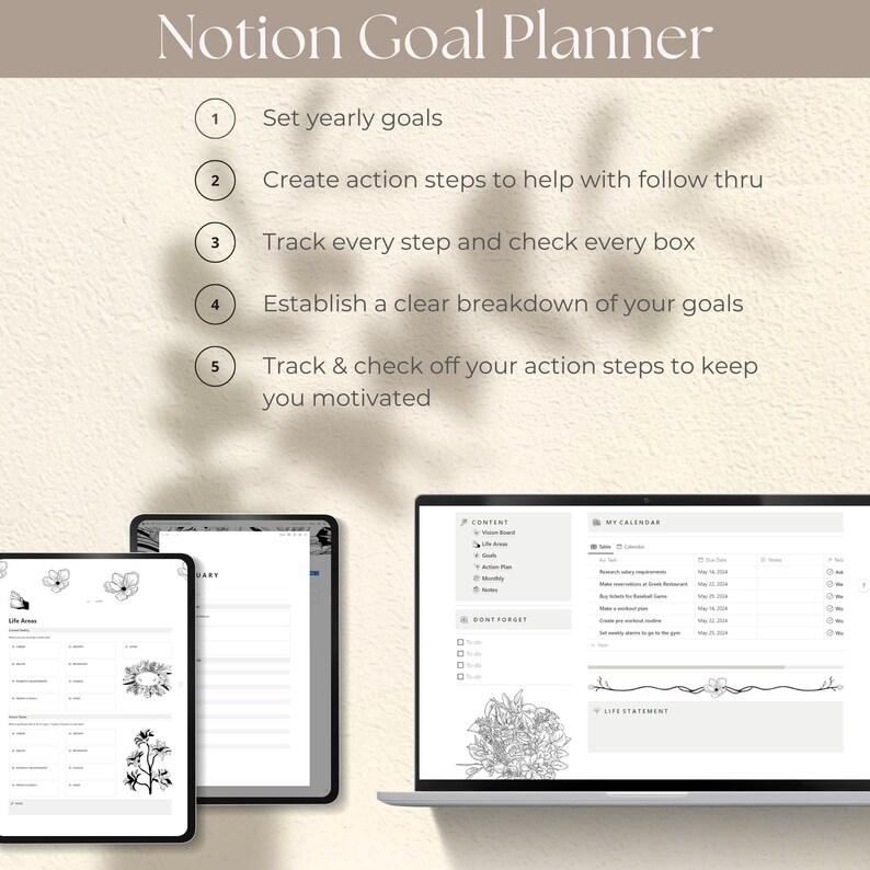 Notion Goal Planner Template for Goal Setting, Planning, & Tracking ...
