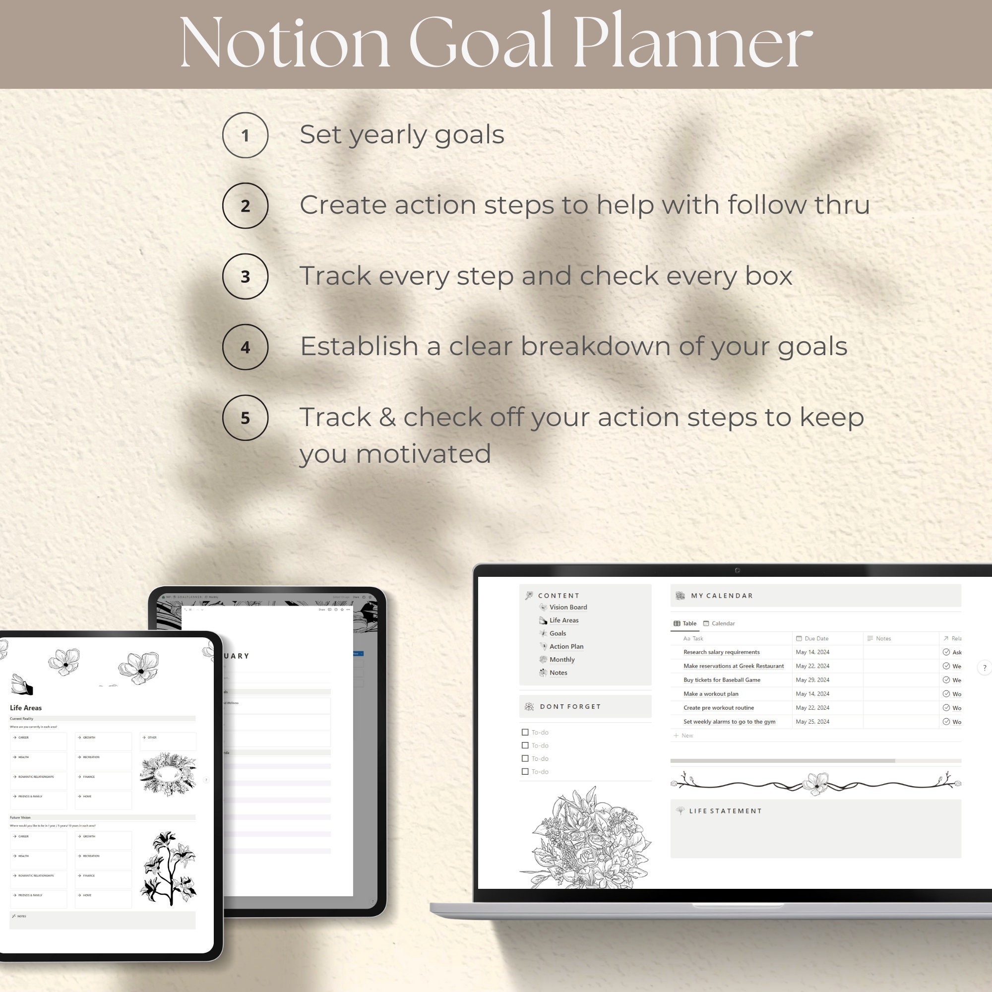 Notion Goal Planner Template for Goal Setting, Planning, & Tracking ...