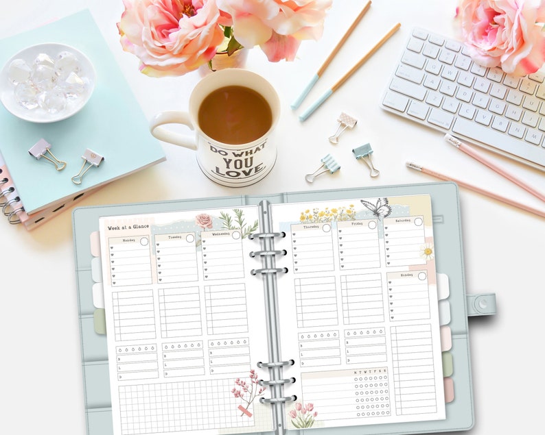 Printable Planner Weekly Layout | A5 Planner Week at a Glance Digital ...