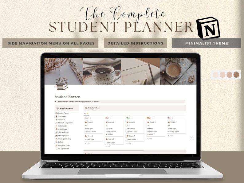 Notion Template Student Planner Academic Planner College Digital ...