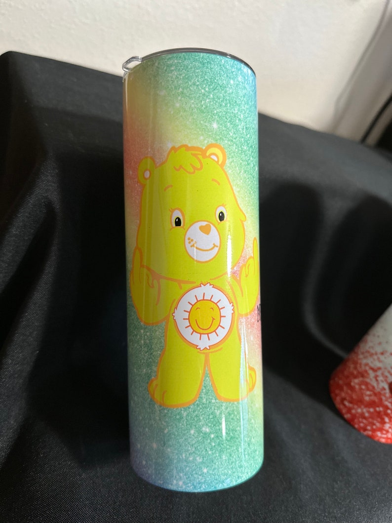 20oz. Tumbler Middle Finger Bear With Straw and Lid Hot or - Etsy