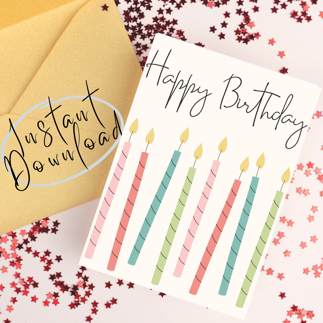 PRINTABLE Simple Birthday Card Digital Download Digital Birthday Card ...