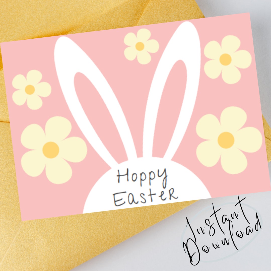 PRINTABLE Hoppy Easter Card Digital Download Digital Spring Holiday ...