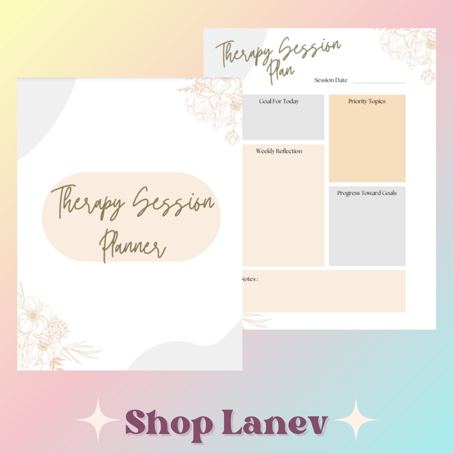 PRINTABLE Therapy Session Planner Simple Therapy Planner Digital ...