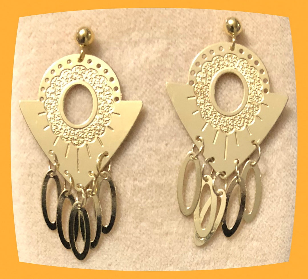 14K Yellow Gold Southwestern Arrow Dangle Earrings - Etsy