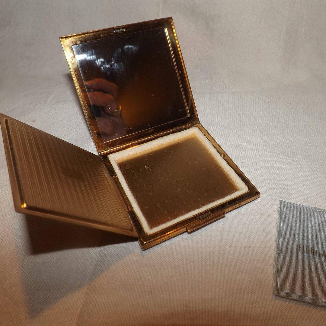 Vintage Elgin American Compact With Mirror, Engraved Floral Powder Case ...