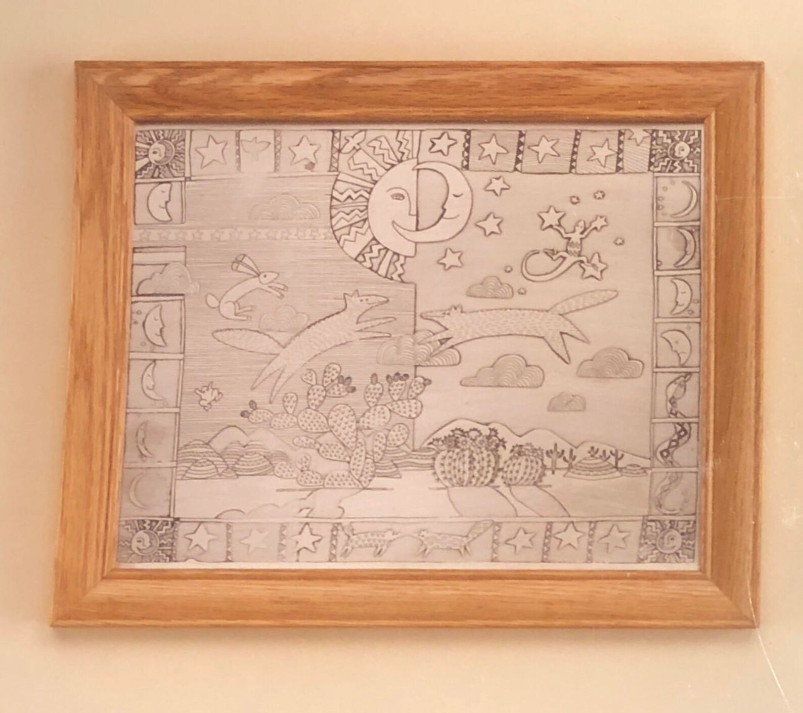 Sterling Silver Etched Art Etching Scene of Day on to Night in | Etsy