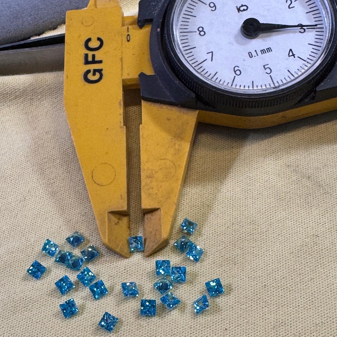 Sea Blue Square 3x3mm Perfect Color and Quality Machine Cut Loose CZ ...