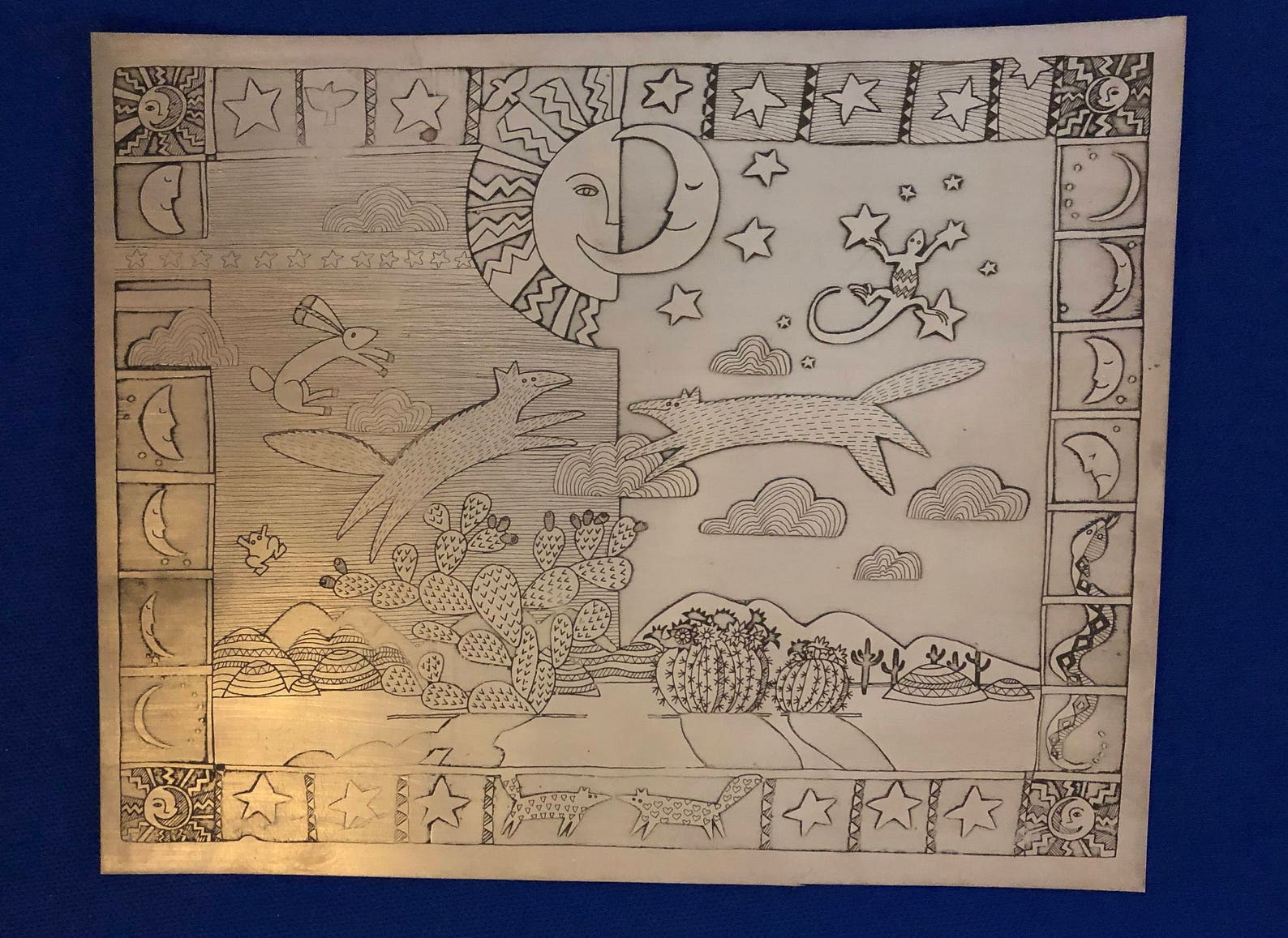 Sterling Silver Etched Art Etching Scene of Day on to Night in | Etsy