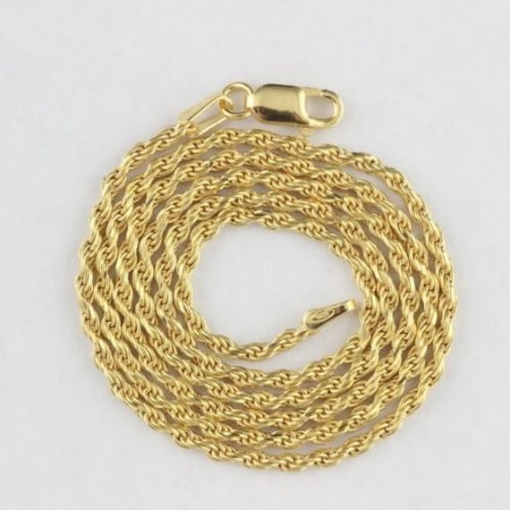 Italian Made Sterling Silver Gold Vermeil Necklace Rope Chain | Etsy