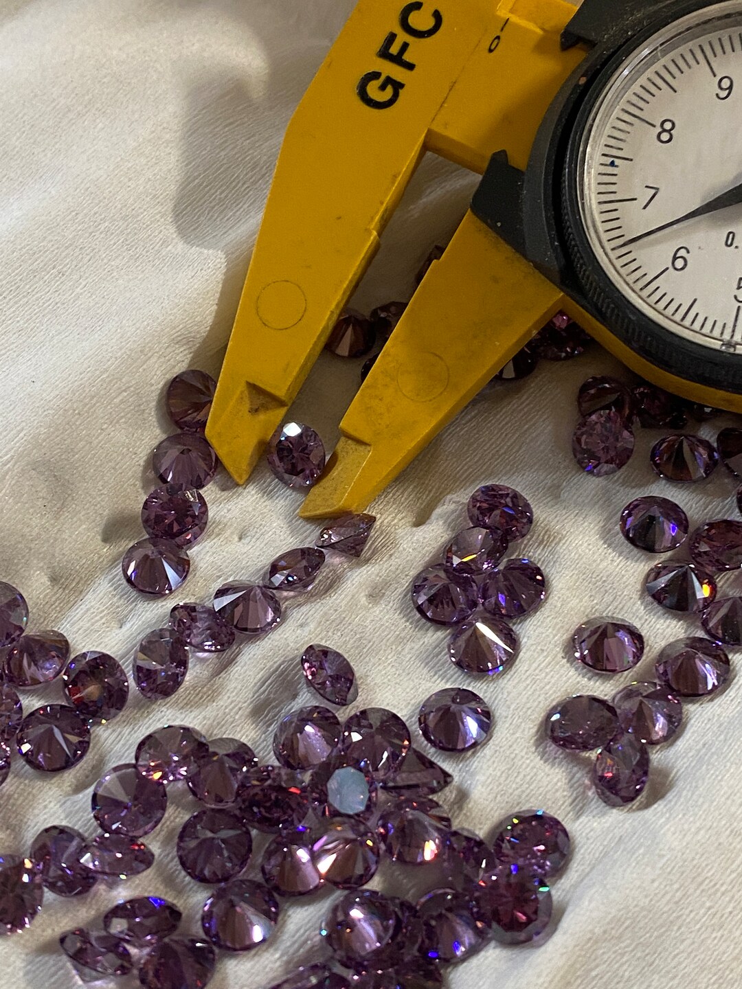 6.5MM Perfect Color and Quality Amethyst Round Cut Machine Cut Loose CZ ...