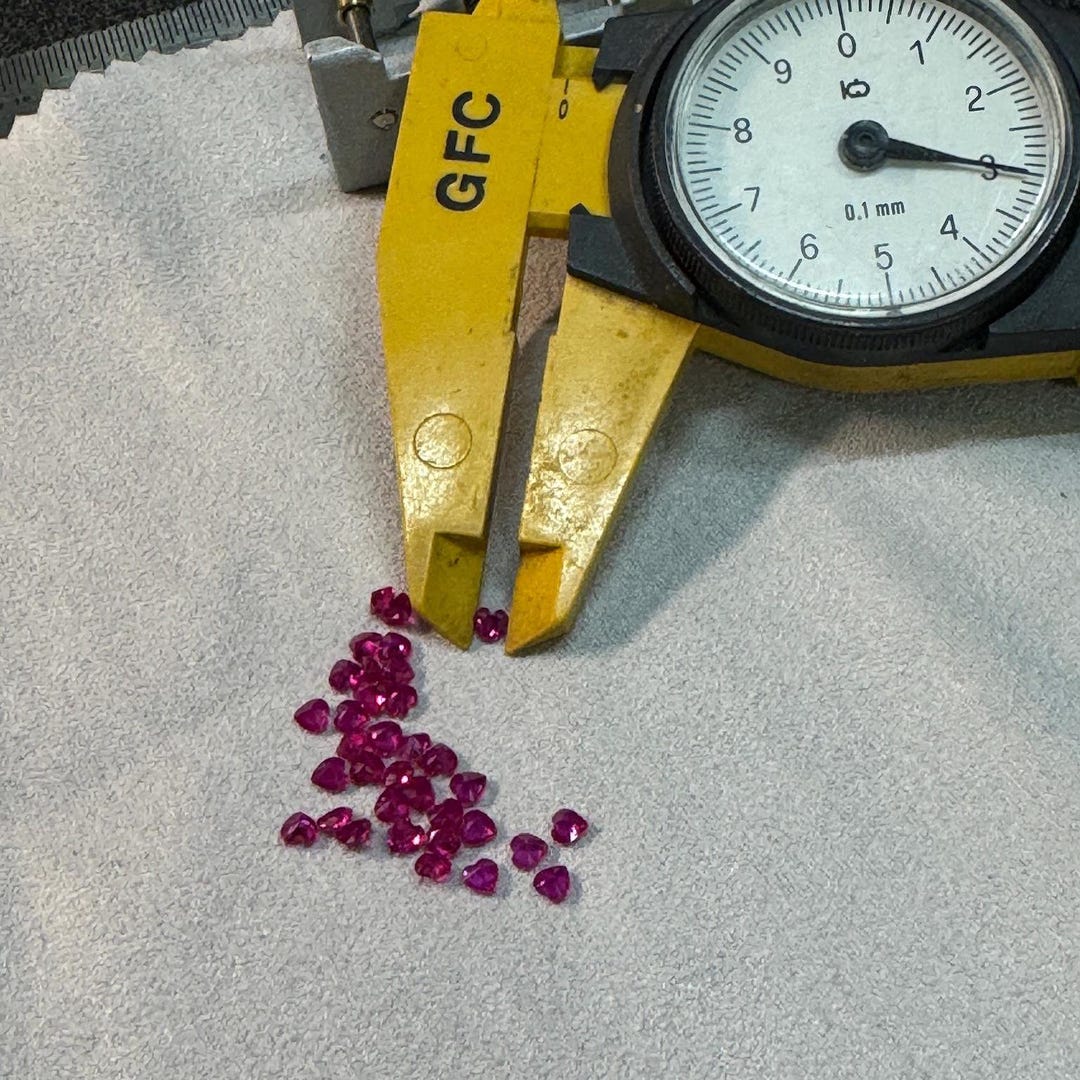 3x3mm Heart Shape Lab-created Ruby Gemstones, Lot of 4 - Etsy