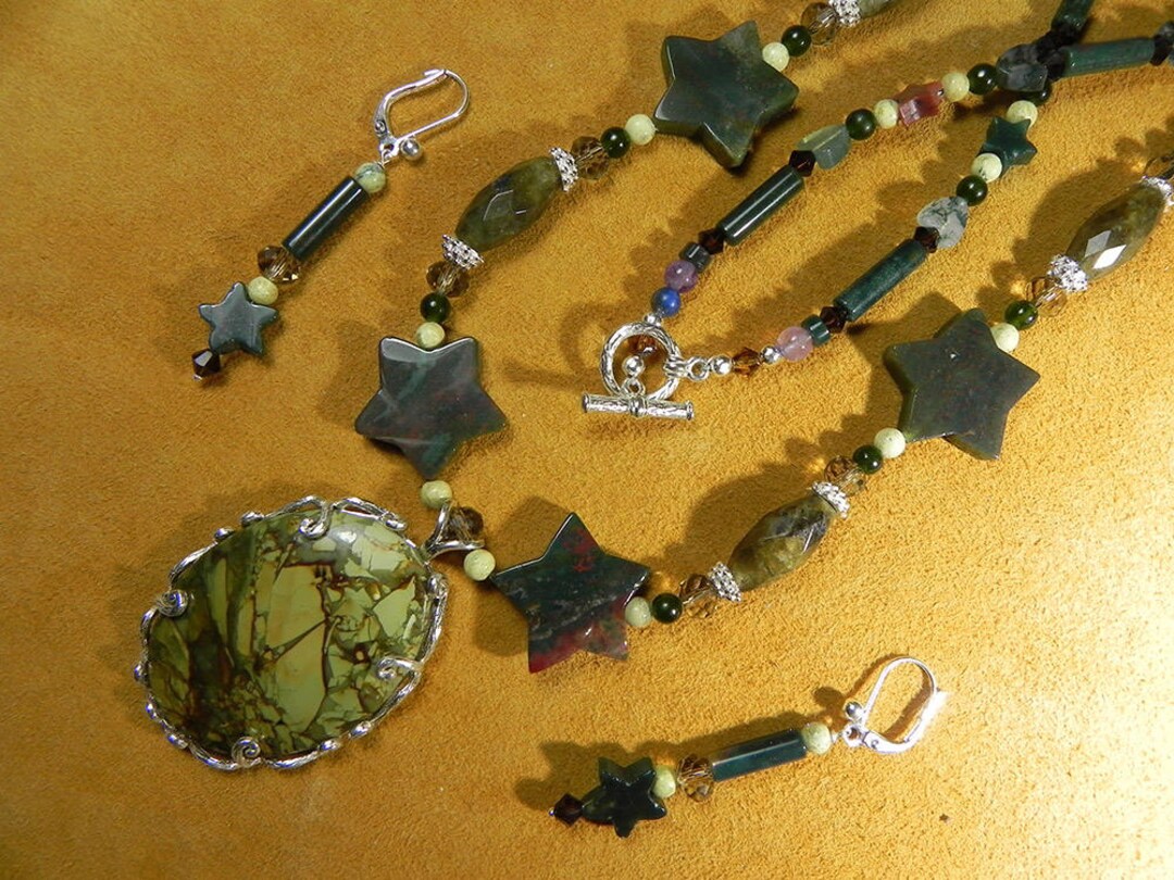 Morrisonite Jasper, Blood Stone, Necklace, Star Shape Beads, Handmade ...