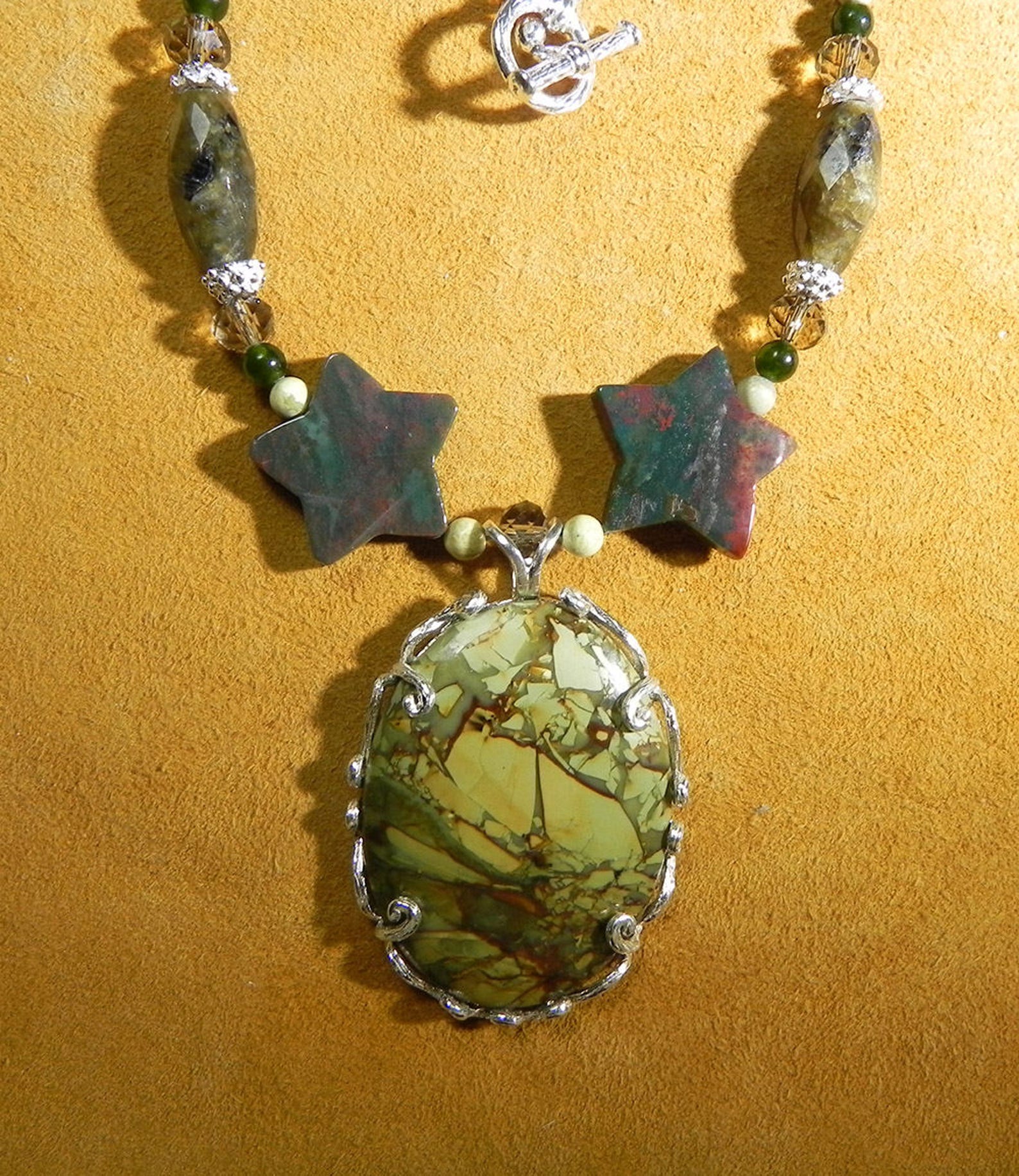 Morrisonite Jasper, Blood Stone, Necklace, Star Shape Beads, Handmade ...