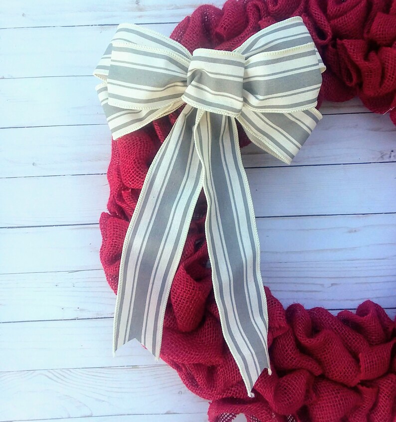 Gray Farmhouse Striped Bow - Etsy