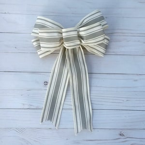 Gray Farmhouse Striped Bow - Etsy