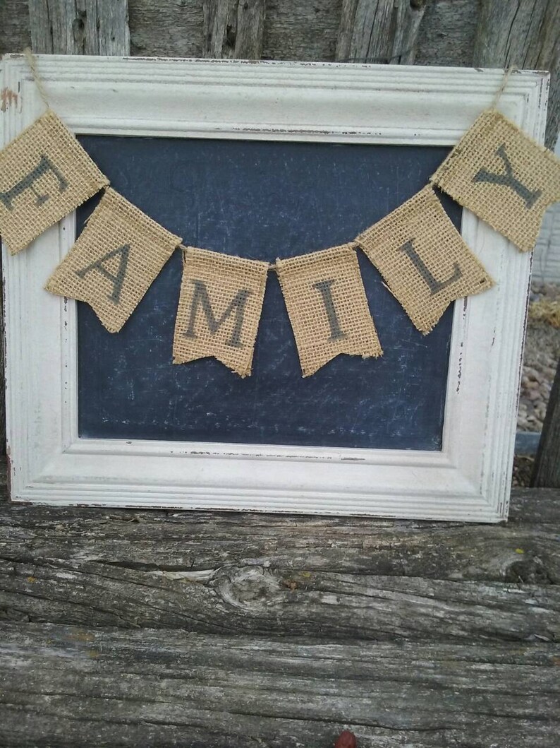 FAMILY Mini Burlap Banner for photo displays Celebration | Etsy