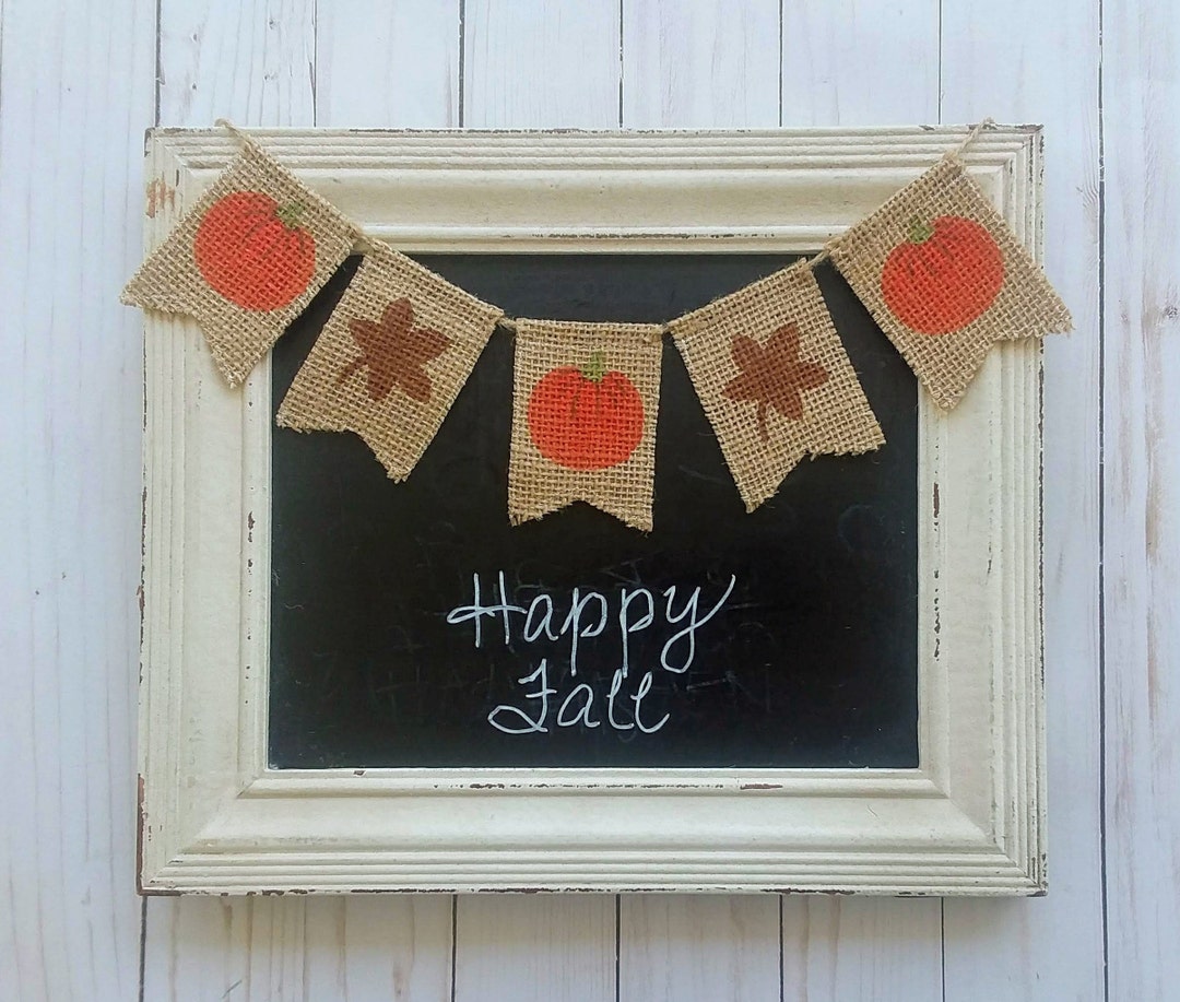 Reversible Pumpkin Leaves Burlap Banner, Rustic Fall Decor - Etsy