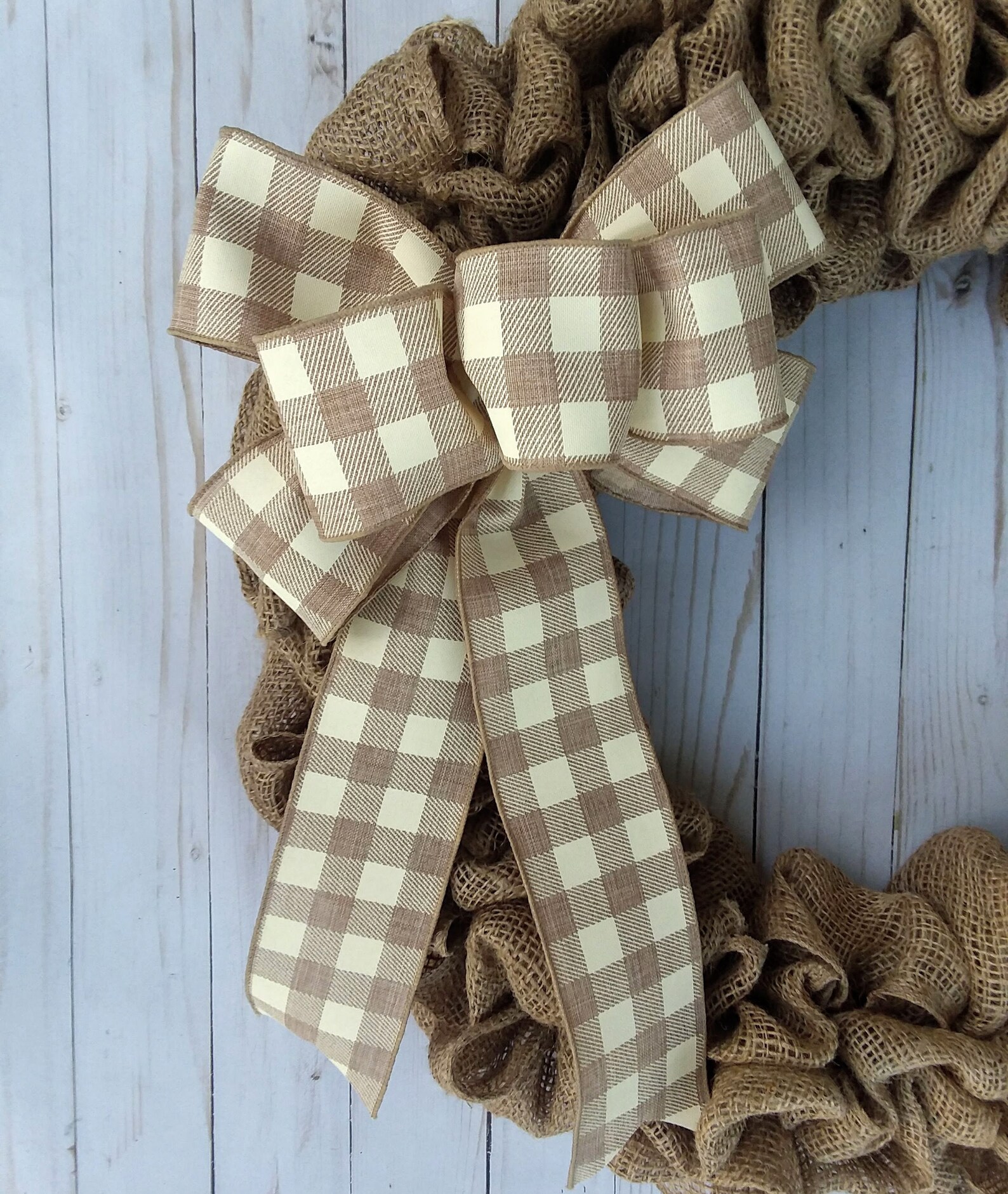 Tan and Cream Buffalo Check Bow - Etsy