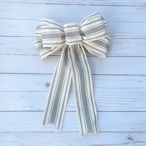 Gray Farmhouse Striped Bow - Etsy