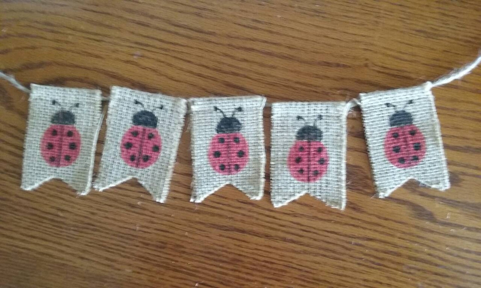 Lady Bug and Daisy Reversible Mini Burlap Banner, Lady Bug Themed ...